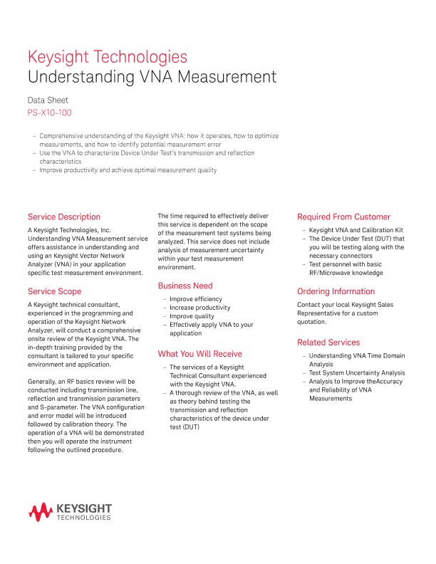 Understanding VNA Measurements PDF Asset Page | Keysight